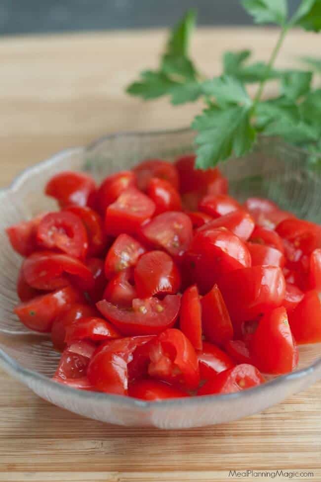 Super Simple Tomato Basil Topped Baked Fish