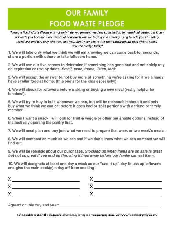 Reduce Food Waste and Save Money - Take the Family Pledge!