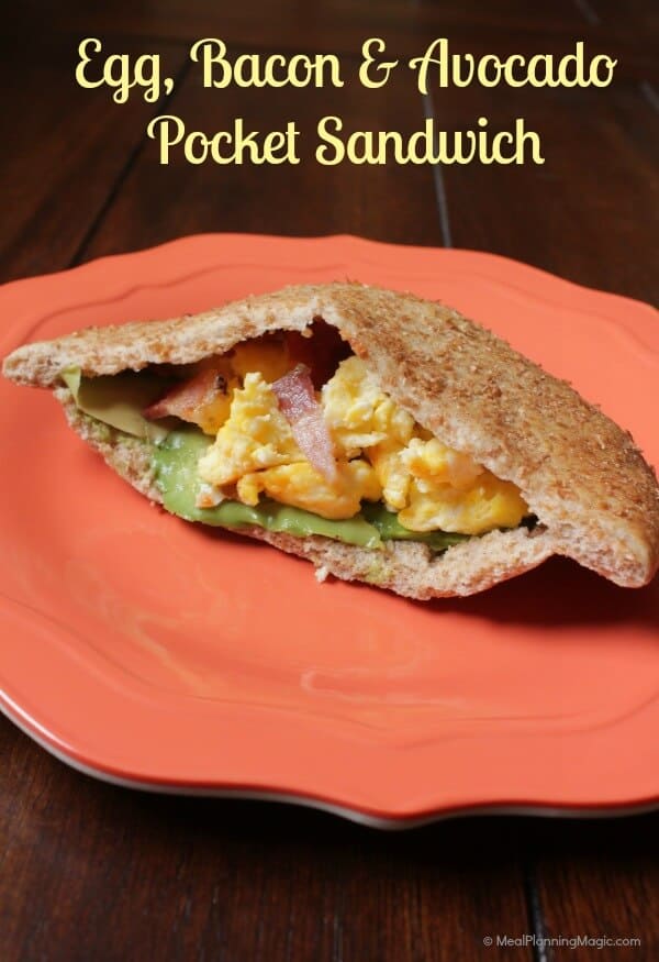 Egg Bacon Avocado Pocket Sandwich - Meal Planning Magic