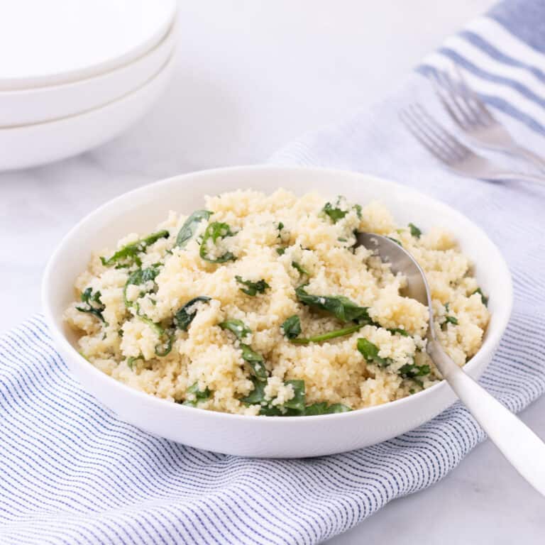 10 Minute Spinach Parmesan Couscous - Meal Planning Magic
